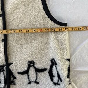 Jackets & Coats | Penguin Pattern Fleece Vest Cream And Black | Poshmark